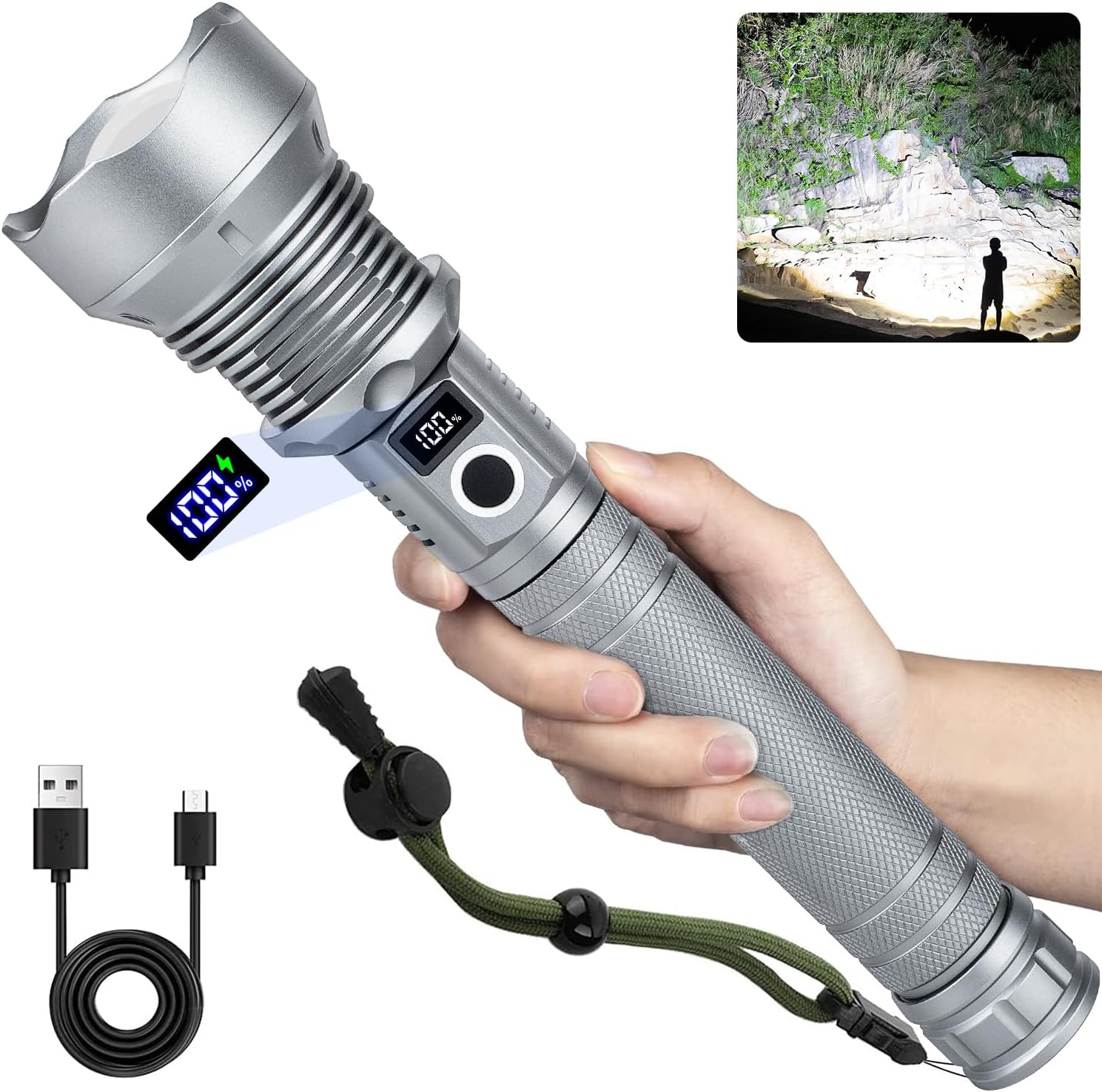 NiaoChao Flashlights High Lumens Rechargeable, 900000 Lumens Brightest ...