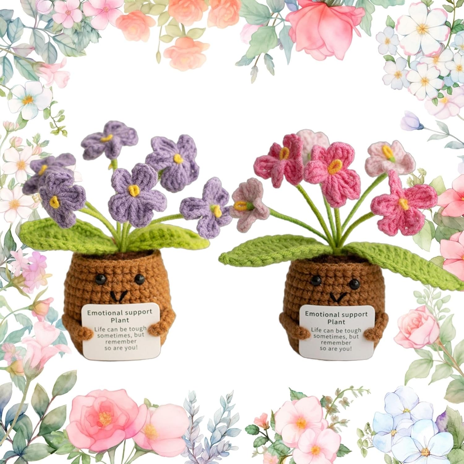 Amazon.com: 2Pcs Emotional Support Plush - Crochet Flowers, Knitted ...