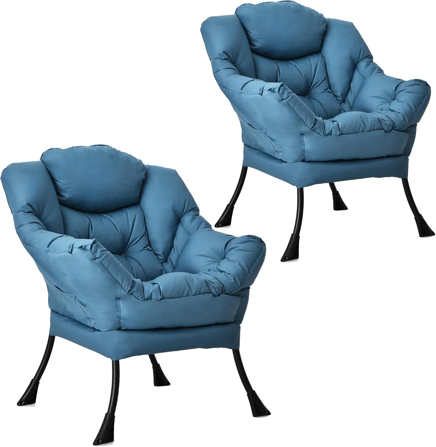 Amazon.com: KOMFOTT Modern Accent Chair Set of 2, Soft Upholstered Lazy ...