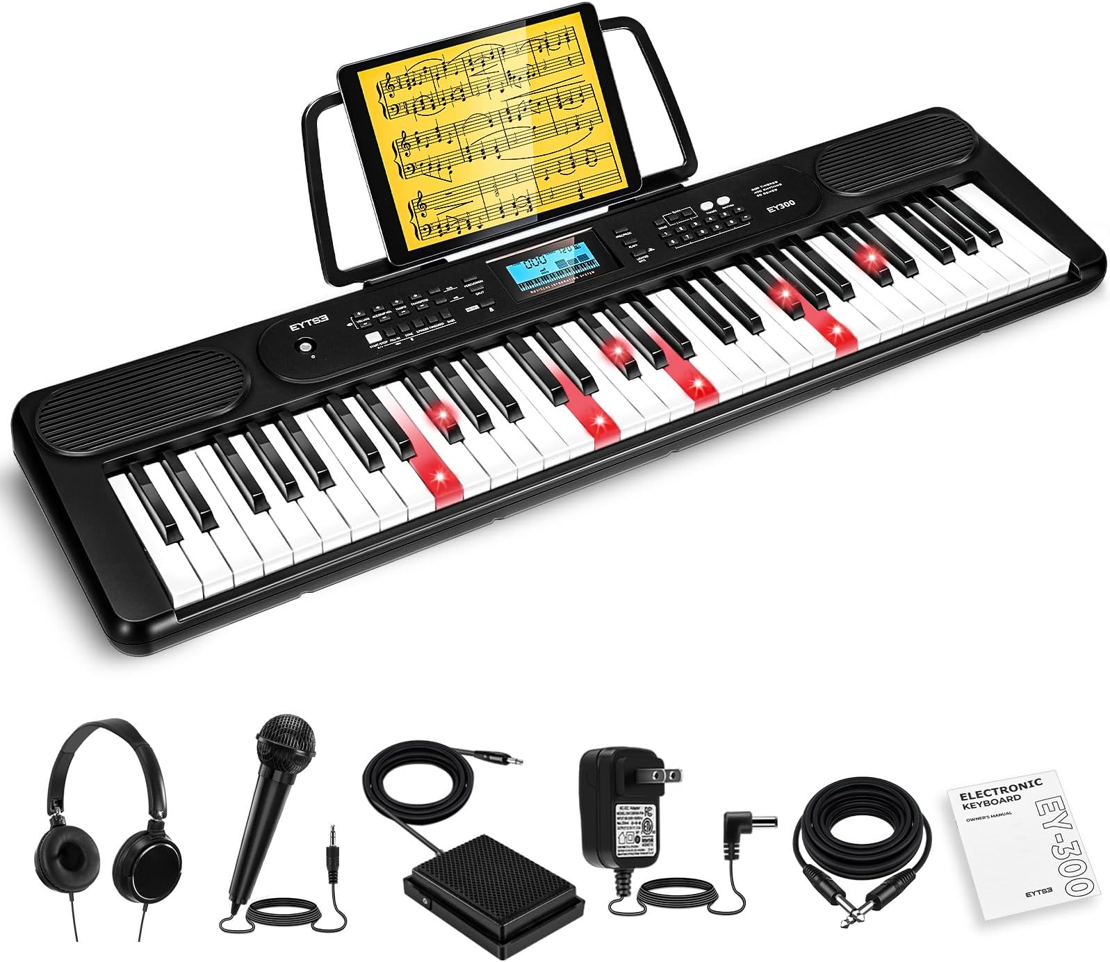 Amazon.com: EYTSE 61 Key Piano Keyboard for Beginner, Lighted Keys with ...