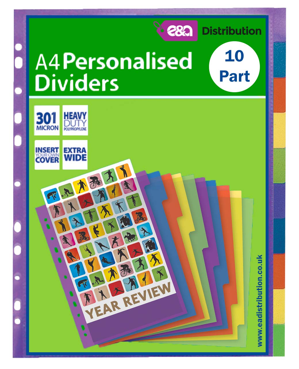 A4 File Dividers Plastic Coloured Tabs Subject Filing Numbered A-Z ...