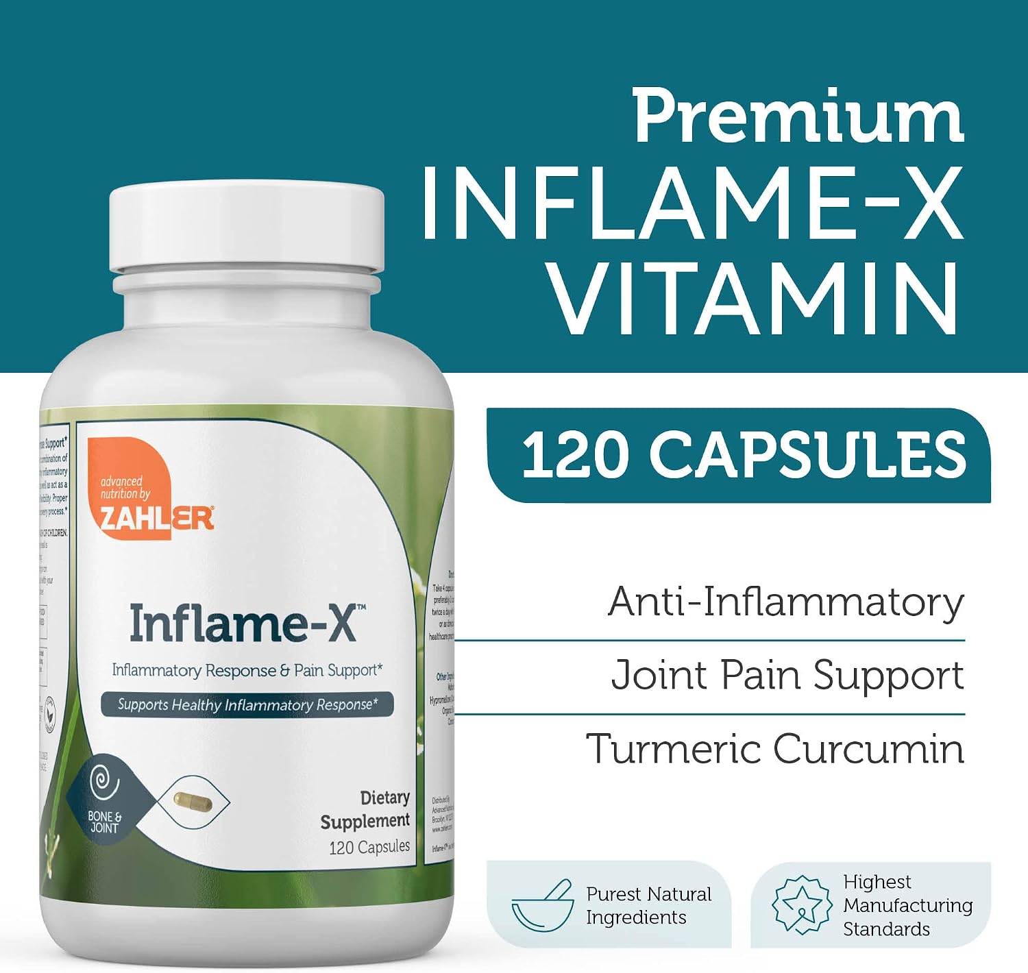Zahler Inflame-X, cúrcuma y más, apoya una respuesta inflamatoria ...