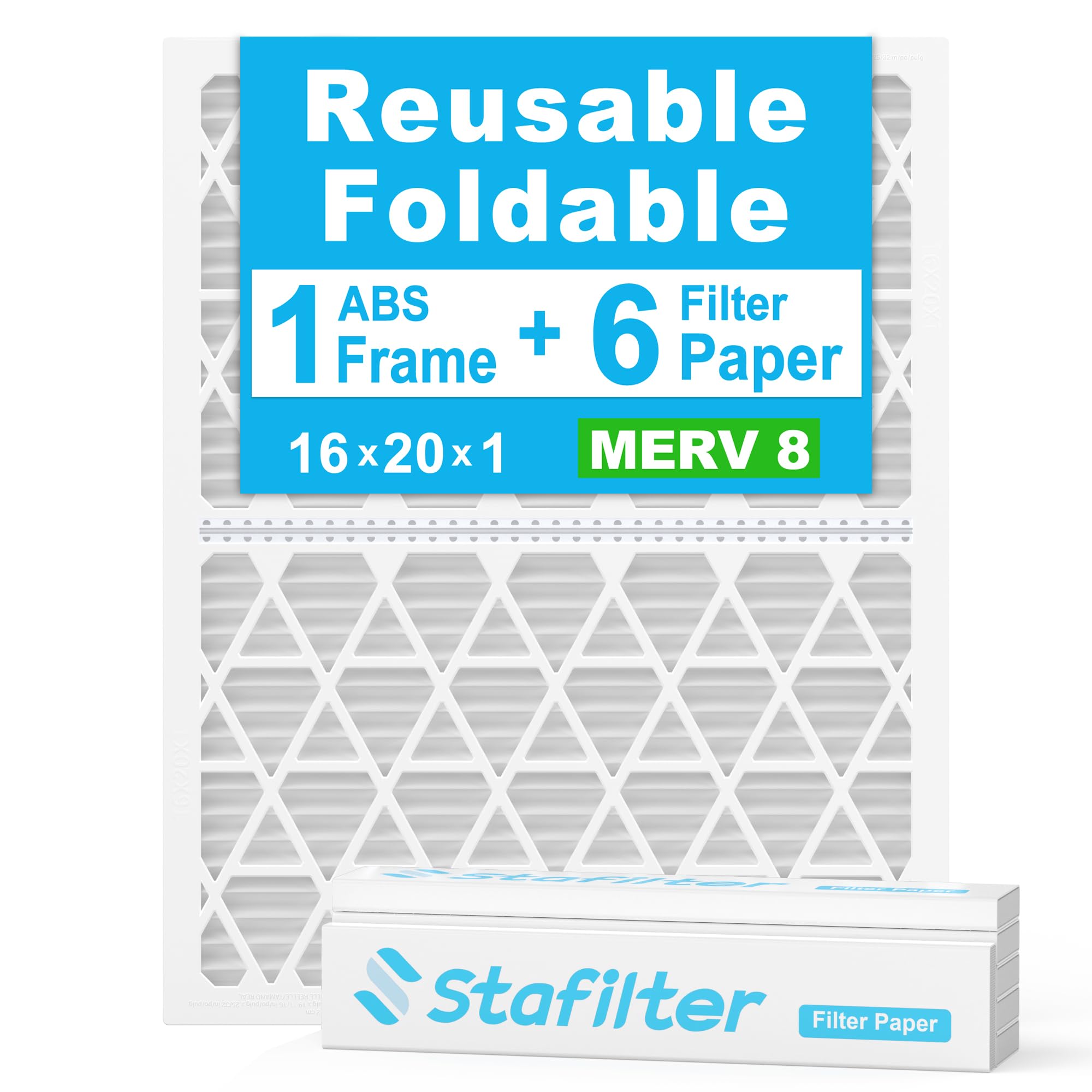 Amazon.com: Stafilter 16x20x1 Air Filter, 6 Pack MERV 8 Replaceable ...