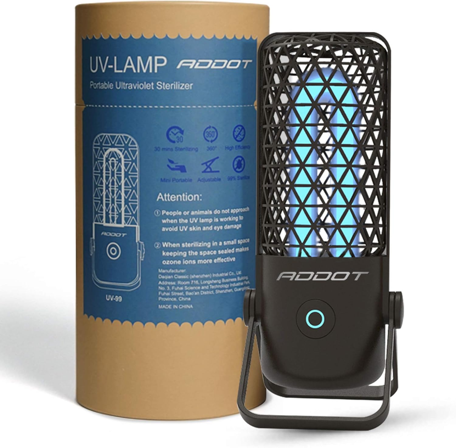 Buy ADDOT Mini Portable UVC, UV Light Sanitizer lamp, Ultraviolet Ozone ...