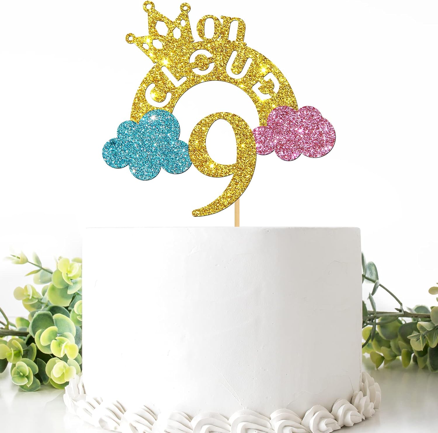 Amazon.com: Belrew On Cloud 9 Cake Topper, Children 9th Birthday Cake ...