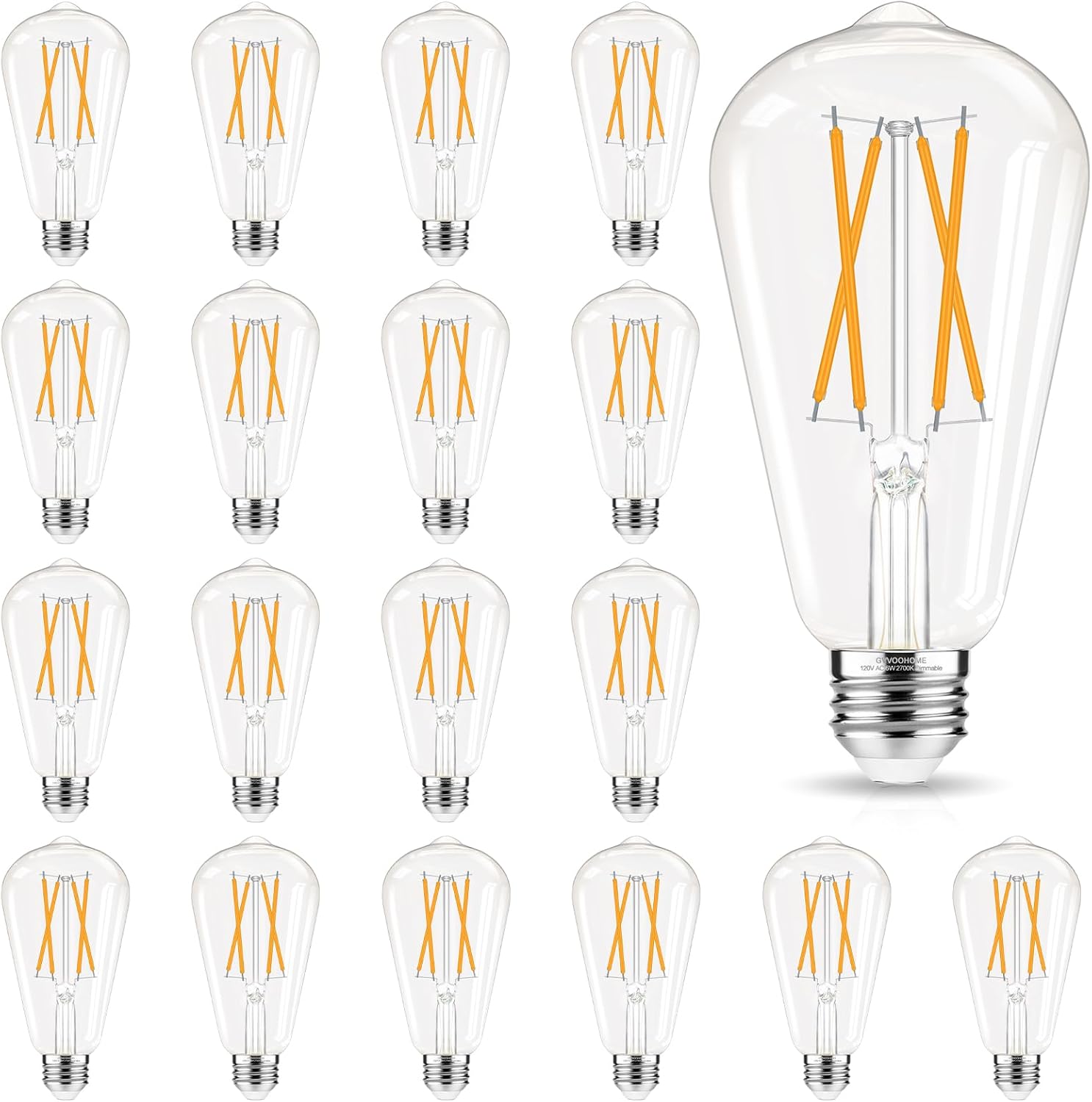 GvvooHome Edison Bulbs 60 watt Equivalent LED, E26 Bulb Dimmable, Soft ...