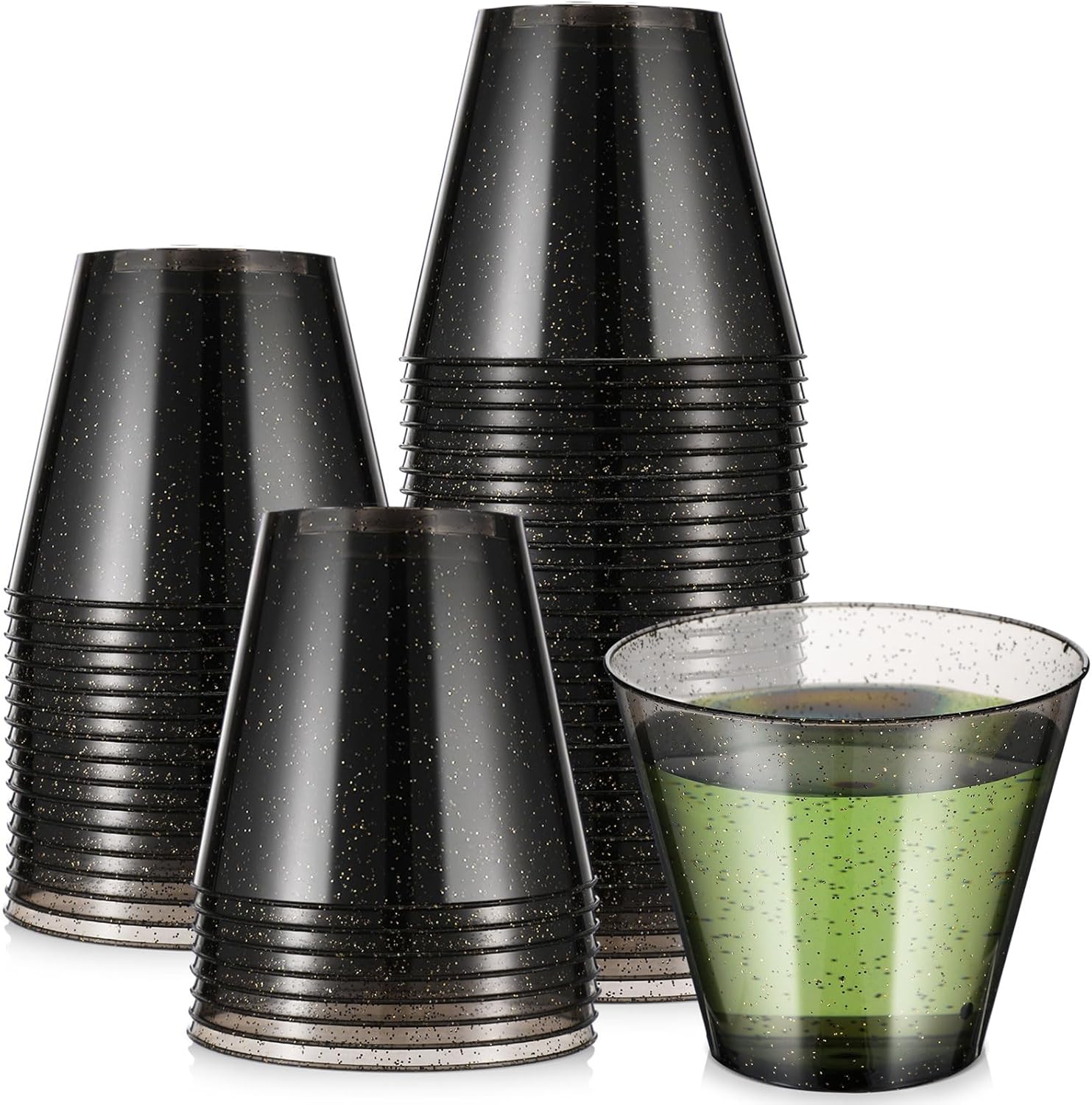 Amazon.com: Baderke 100 Pcs Plastic Party Cups Glitter Plastic Cups ...