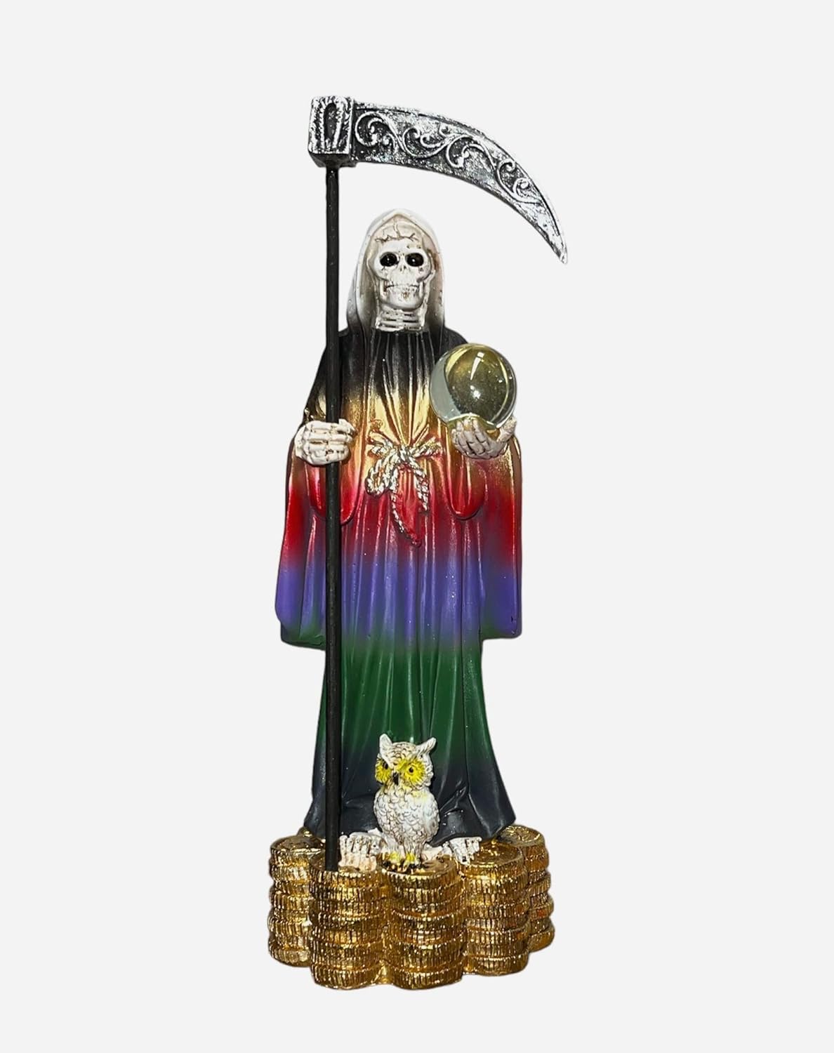 Amazon.com: Gold Money Raimbow Santa Muerte Statue 9 inch, Grim Reaper ...