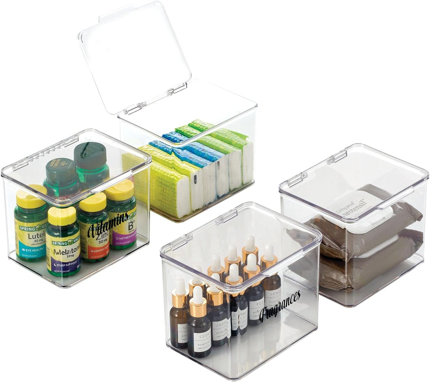 Amazon.com - mDesign Stackable Plastic Storage Box with Hinged Lid ...