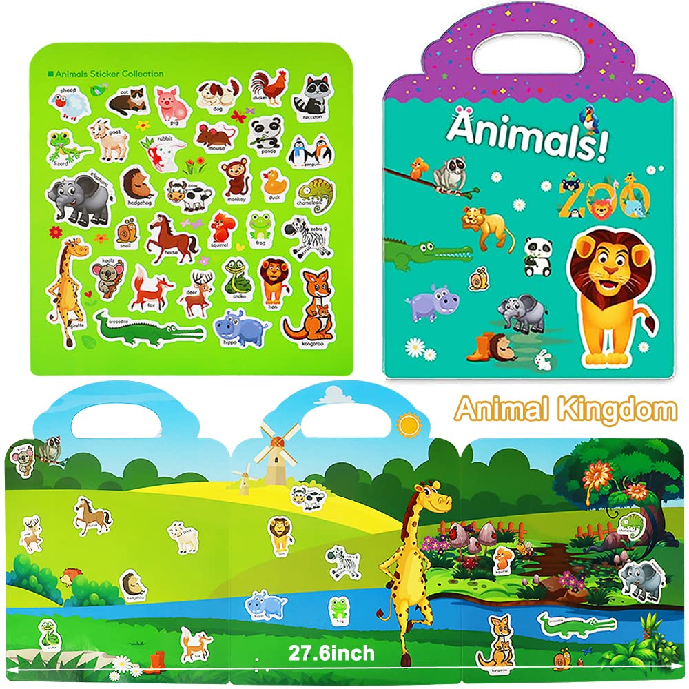 Snapklik.com : Reusable Sticker Books For Kids, 4 Sets Travel Removable ...