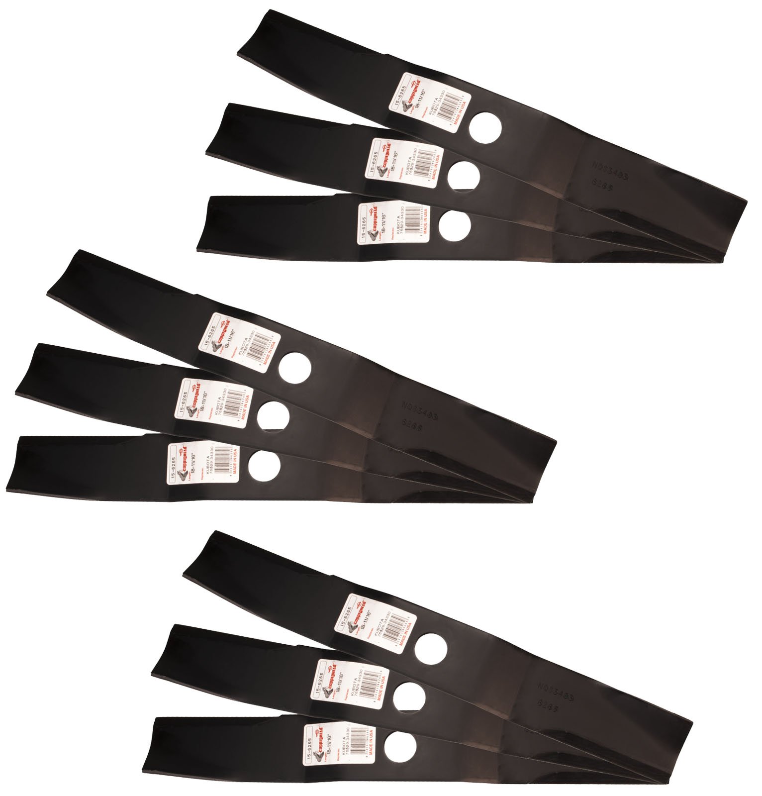 Amazon.com : Rotary 9 6265 Mower Blades Kubota 70000-00605 70000-25004 ...