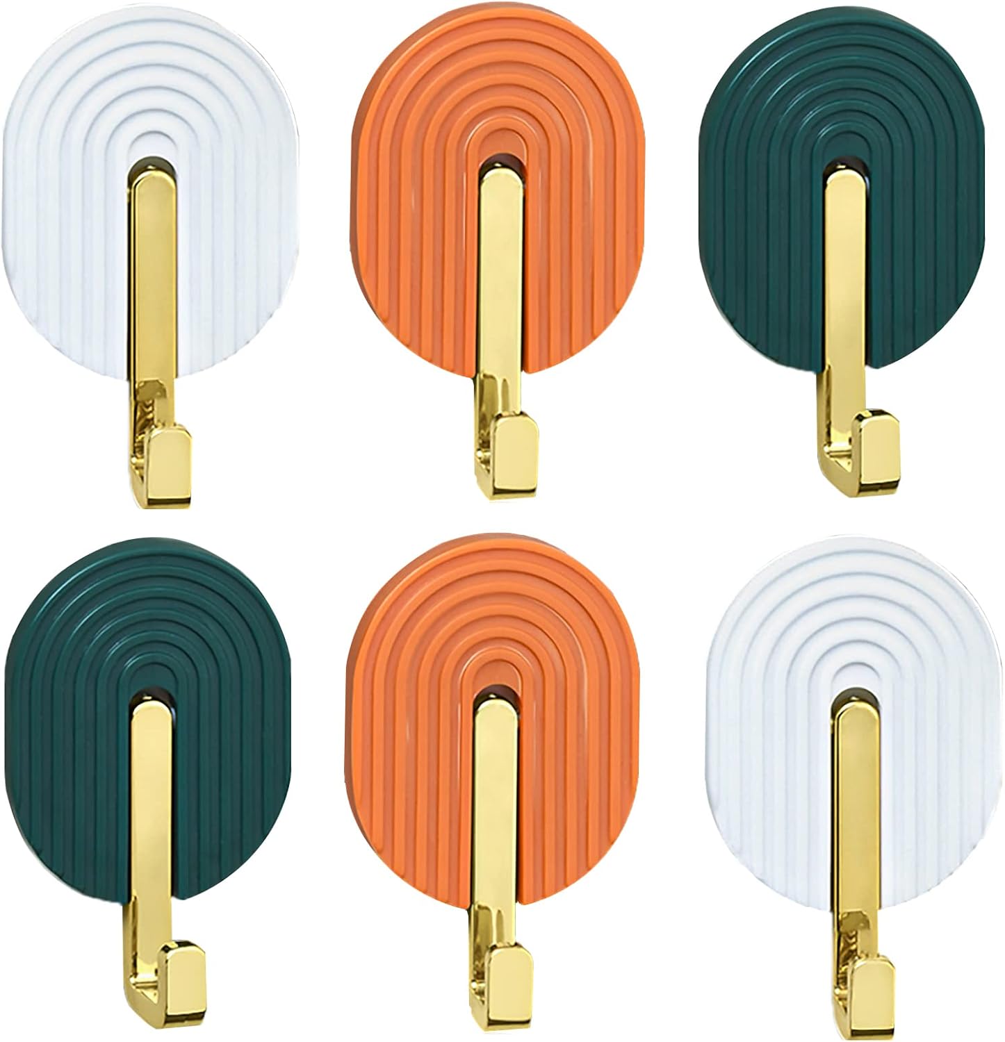 NEUSID Self Adhesive Hooks 6 Pack, Colored Plastic Sticky Hooks for ...