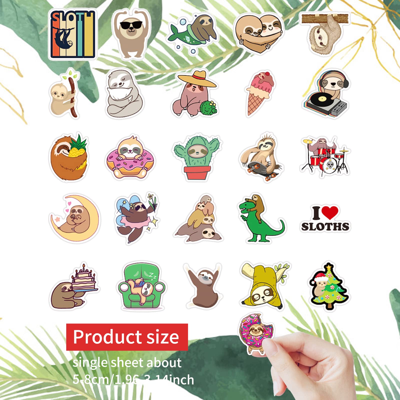 Snapklik.com : Cobee Sloth Stickers - 100PCS Cute Cartoon Animal Decals