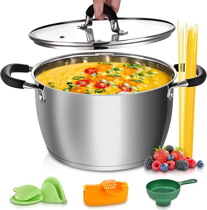 Amazon.com: AOSION 6 Quart Stainless Steel Stock Pot, Soup Pot With ...