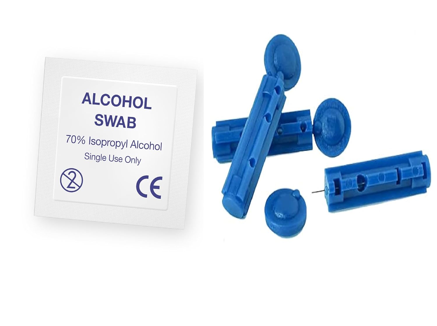 Buy GOXNOR 50 Alcohol Swabs with 50 Round Blood Lancet Alcohol Swabs ...
