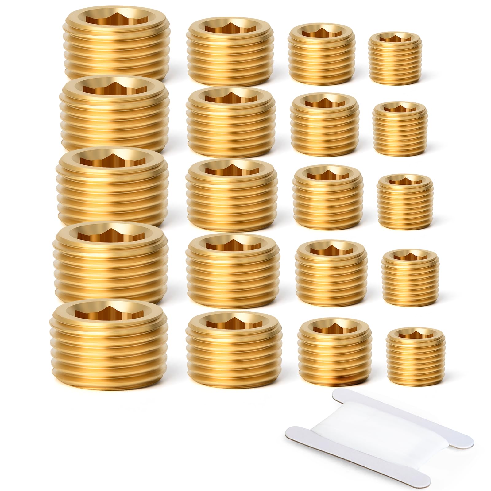 Snapklik.com : 20Pcs Brass Pipe Fitting,1/8" 1/4" 3/8" 1/2" NPT Brass ...