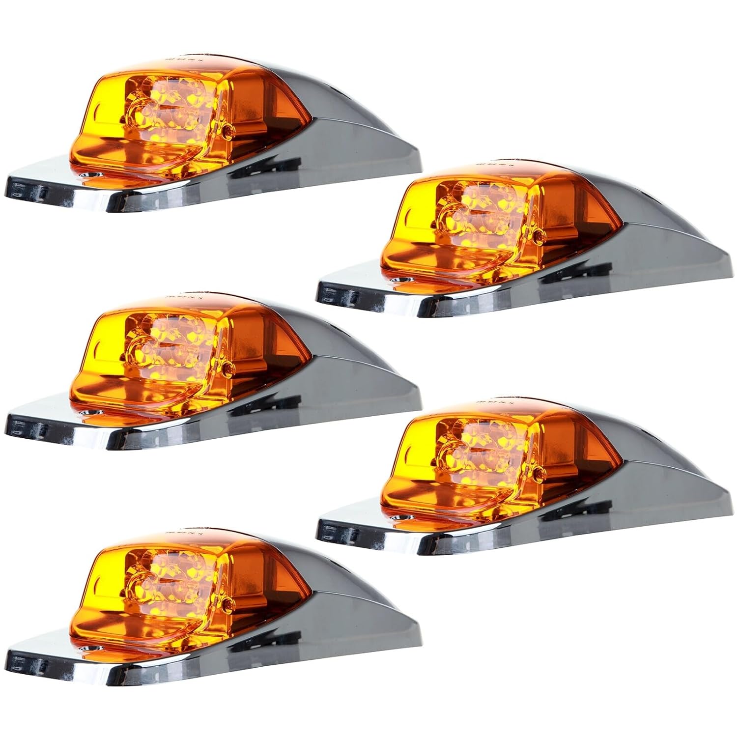 LBRST 5x Truck Cab Marker Light 17 LED Chrome Top Cab Marker Roof ...