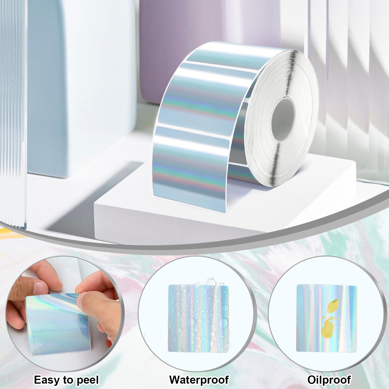 Snapklik.com : 500 Pcs 2 X 2 Holographic Silver Thermal Label Stickers ...