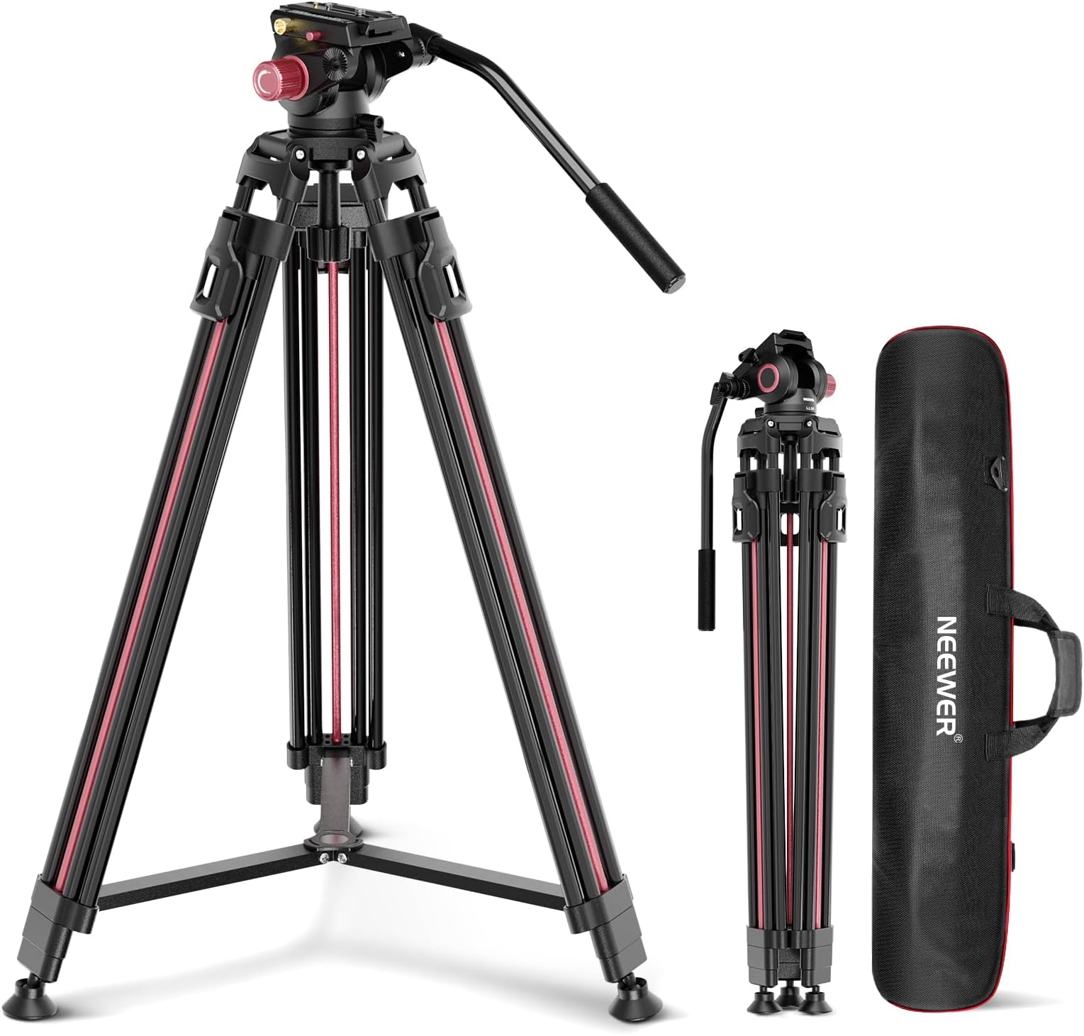 Neewer 79"/2m Video Camera Tripod with Fluid Head, One Step Quick ...
