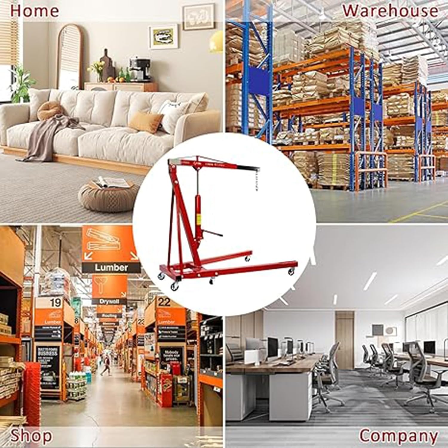 2 Ton Engine Hoist Folding Engine Lift with Six Universal Wheels ...