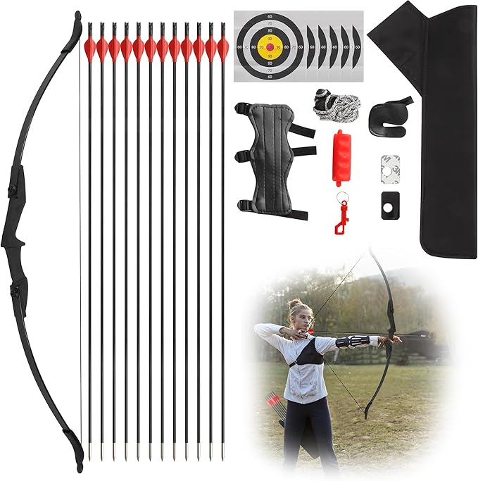 Nisorpa 40lbs Recurve Bow and Arrow Set 51" Takedown Hunting Target ...