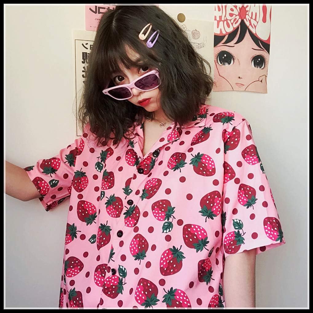 YOMORIO Lolita Cute Strawberry Blouse Shirts Short Sleeve Loose Tops ...