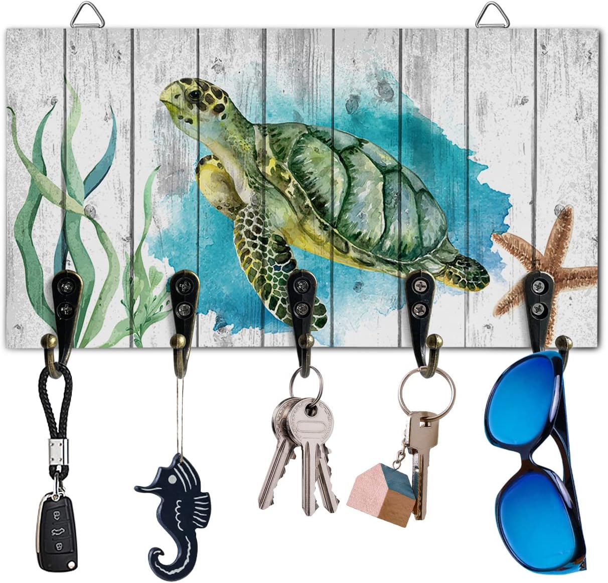 Amazon.com: Key Holder for Wall Ocean Turtles Wood Wall Mounted Key ...