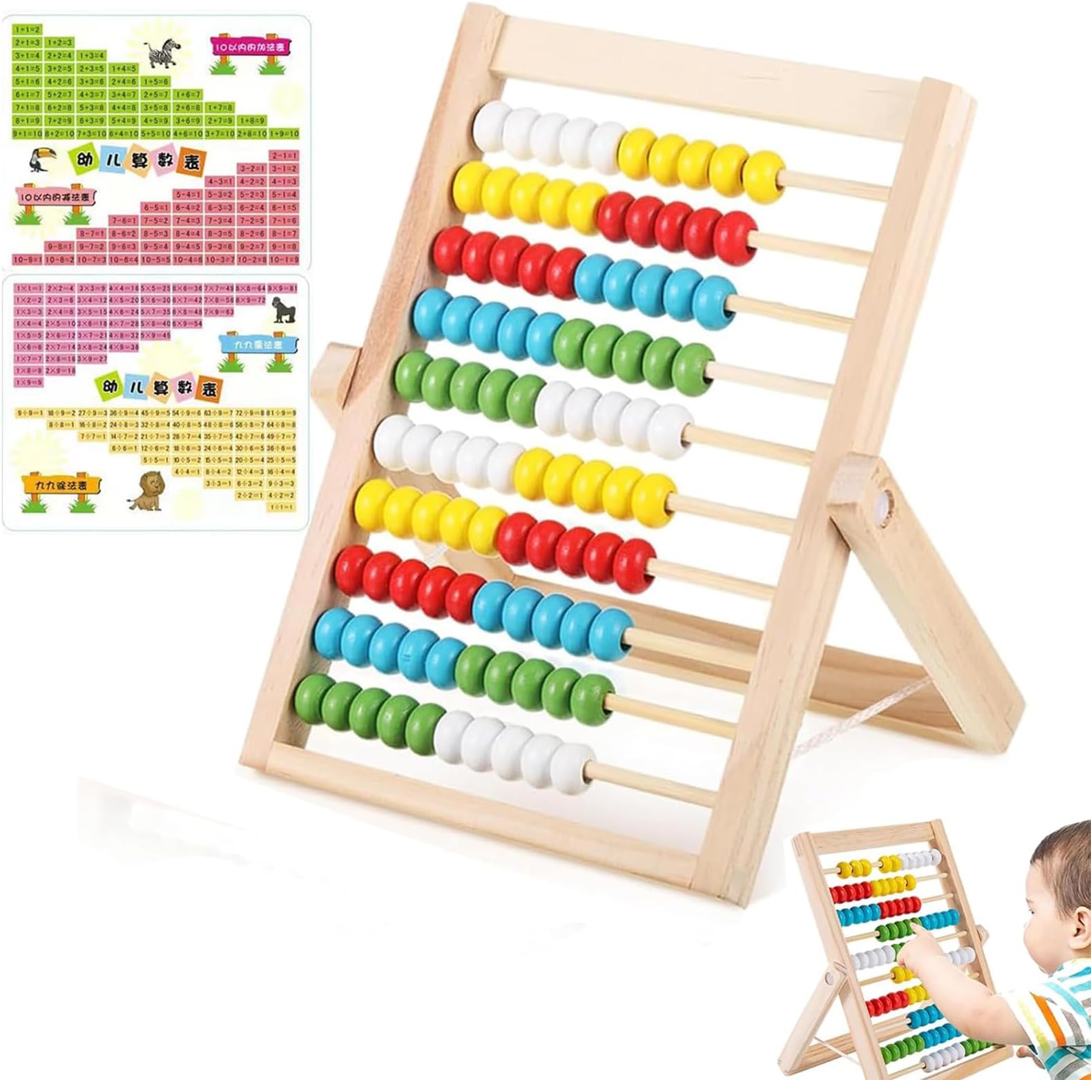 Buy Wooden Abacus, Abacus for Kids Math, Counting Toys with Mnemonic ...