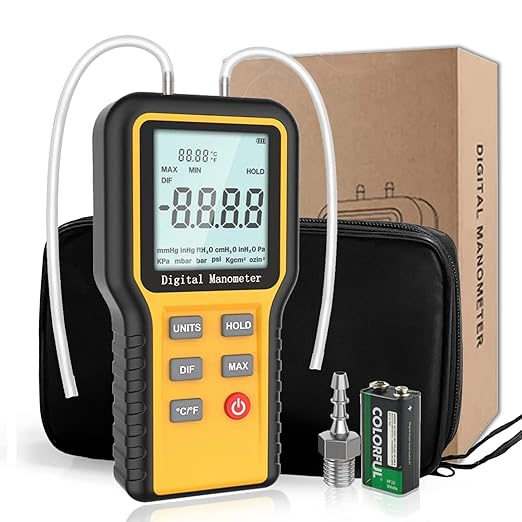 AIOMEST Digital Manometer - Handheld Air Gas Pressure Tester Gauge with ...