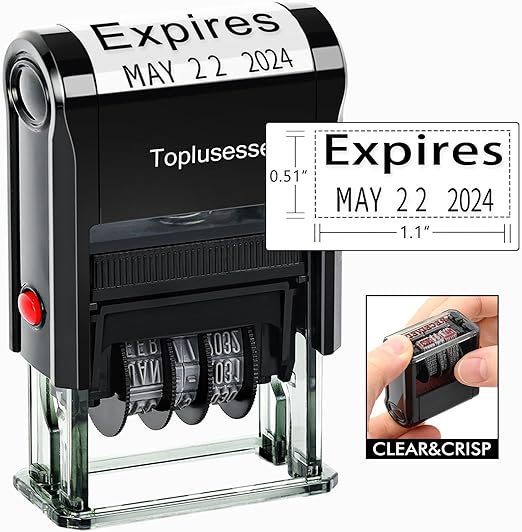 Amazon.com: Toplusesse Expires Stamp with Date Office Rubber Date Stamp ...