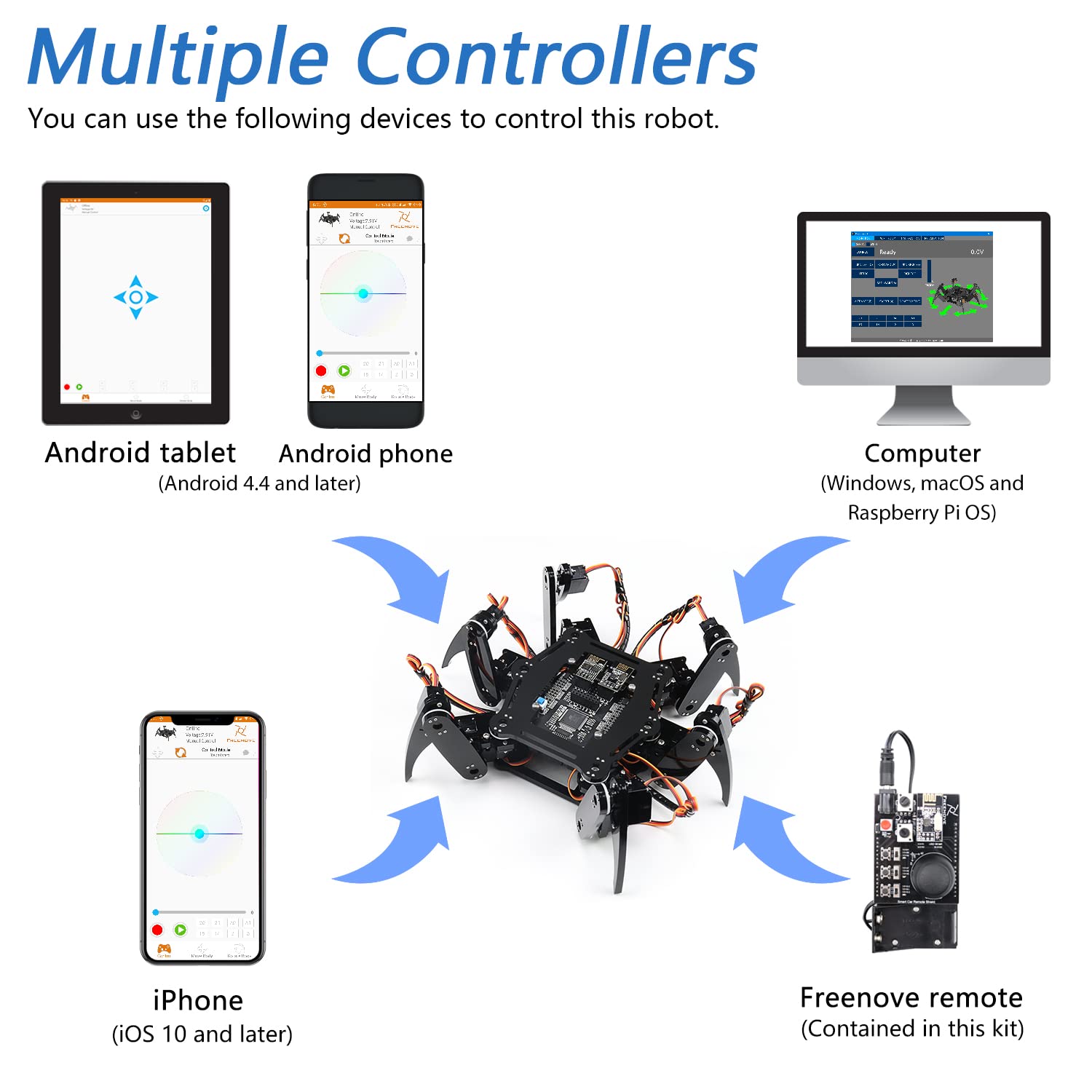 Freenove Hexapod Robot Kit with Remote (Compatible with Arduino IDE), App Remote Control ...