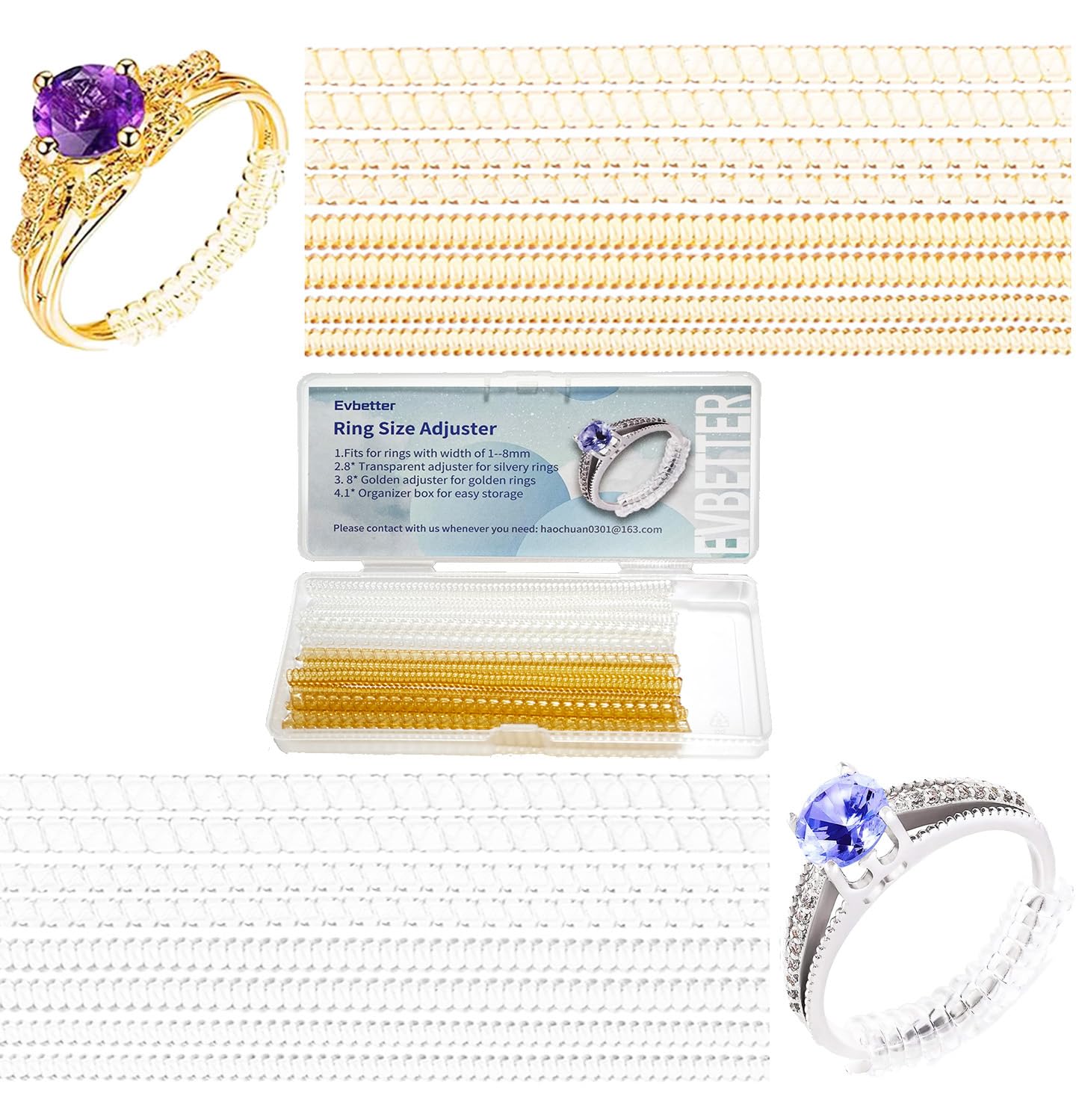 Amazon.com: Ring Sizer Adjuster for Loose Rings-Golden and Clear, 16pcs ...