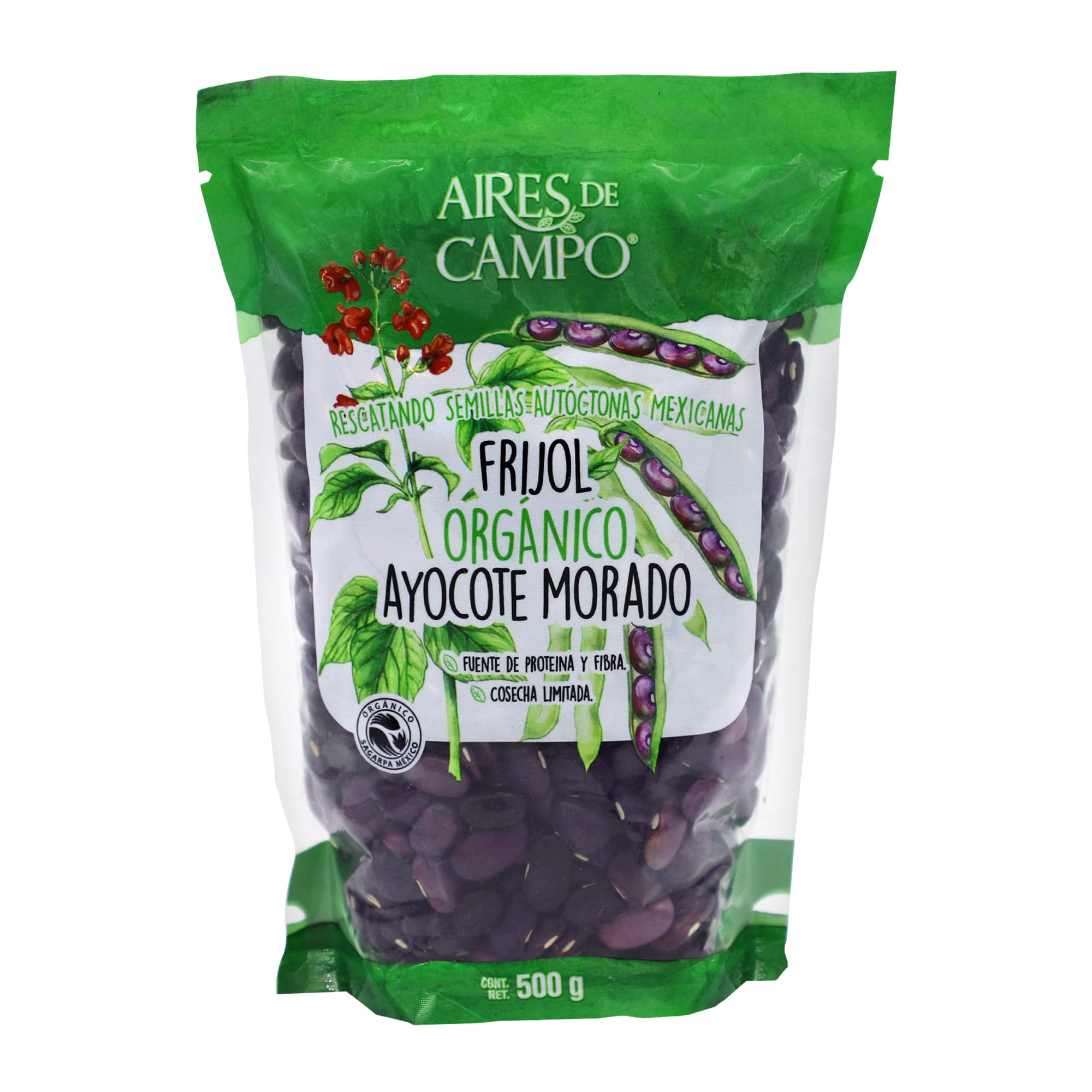 Frijol Orgánico Ayocote Morado 500gr Aires de Campo : Amazon.com.mx ...