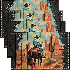 Amazon.com: Western Cowboy Placemats 12x18 Inch Set of 4 Desert Scenery ...