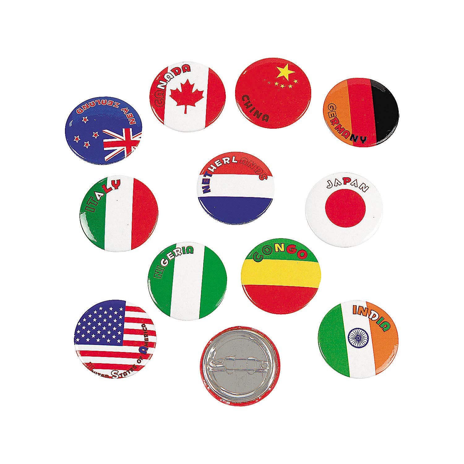 Amazon.com: Flags Around The World Mini Buttons - 48 Pack - Assorted ...