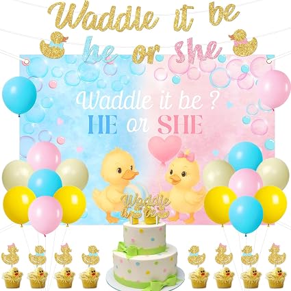 Amazon.com: Duck Gender Reveal Decorations Blue Pink Duck Theme ...