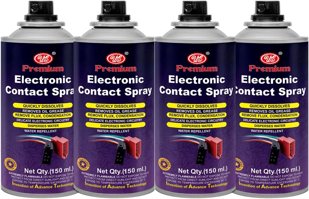 UE Premium Electronic Contact Cleaner Spray 150 ml (Pack of 4) Cleans ...