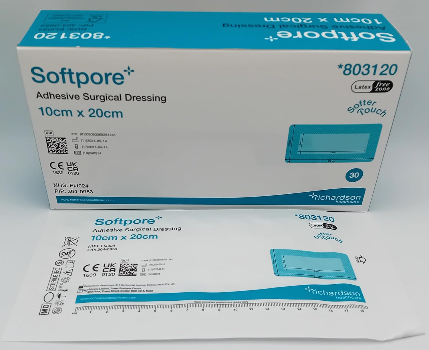 Softpore Adhesive Surgical Dressing 10cm x 20cm - Pack of 10 | Soft and ...