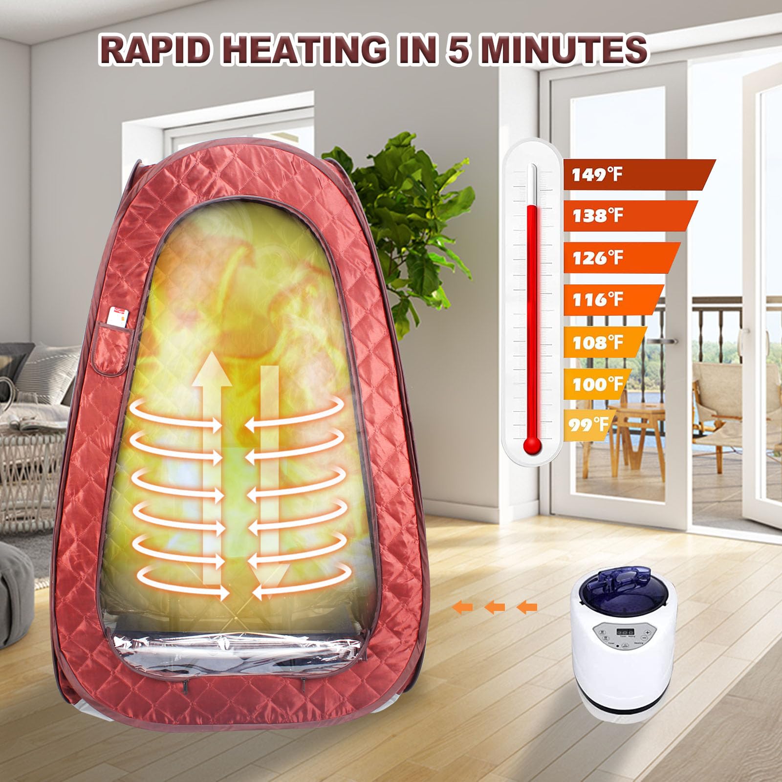 Karpevta Full Size Sauna Tent,Portable Steam Sauna,2.5L 1000W Steam ...