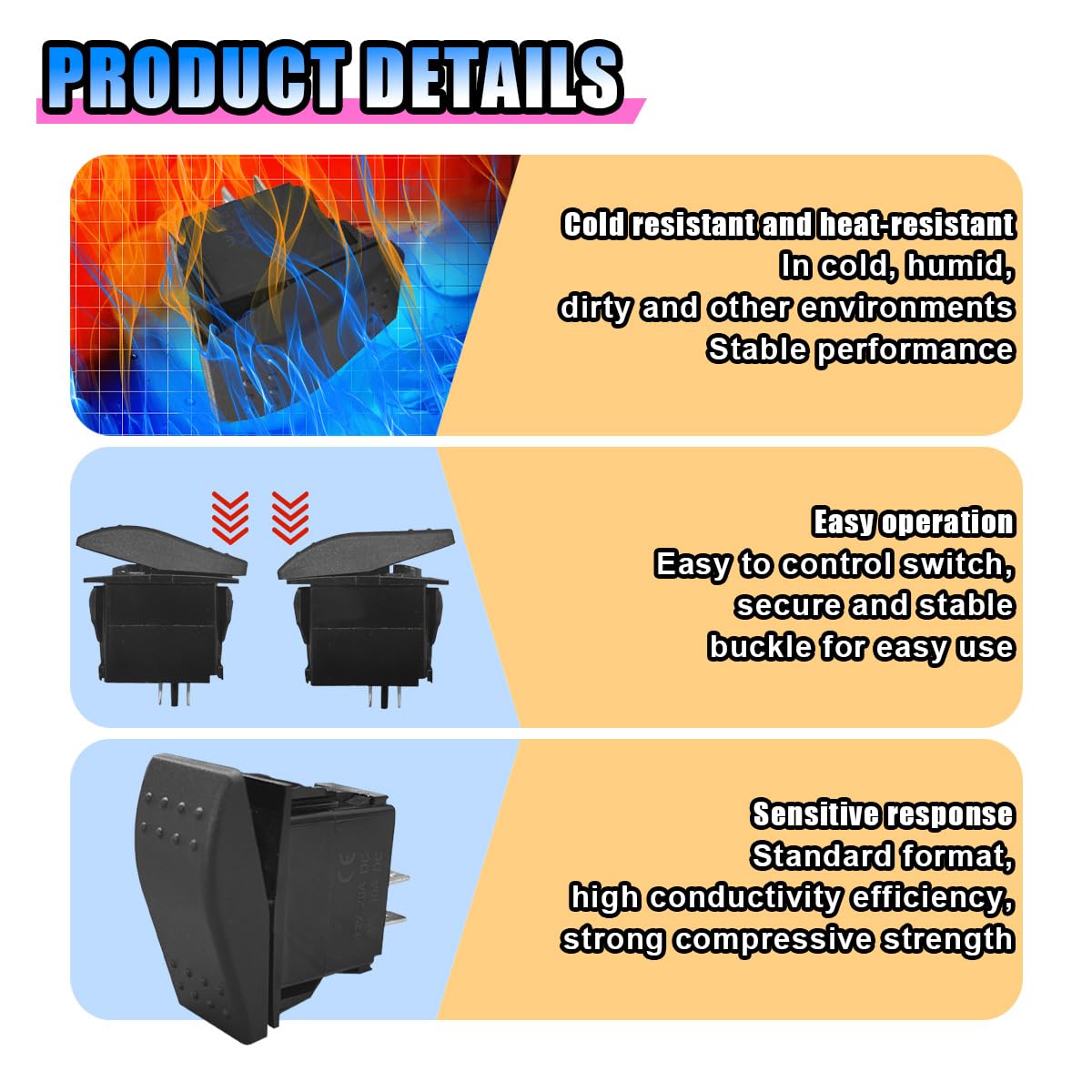 Snapklik.com : 2 Pin Rocker Switch, Waterproof ON-Off-ON Momentary ...