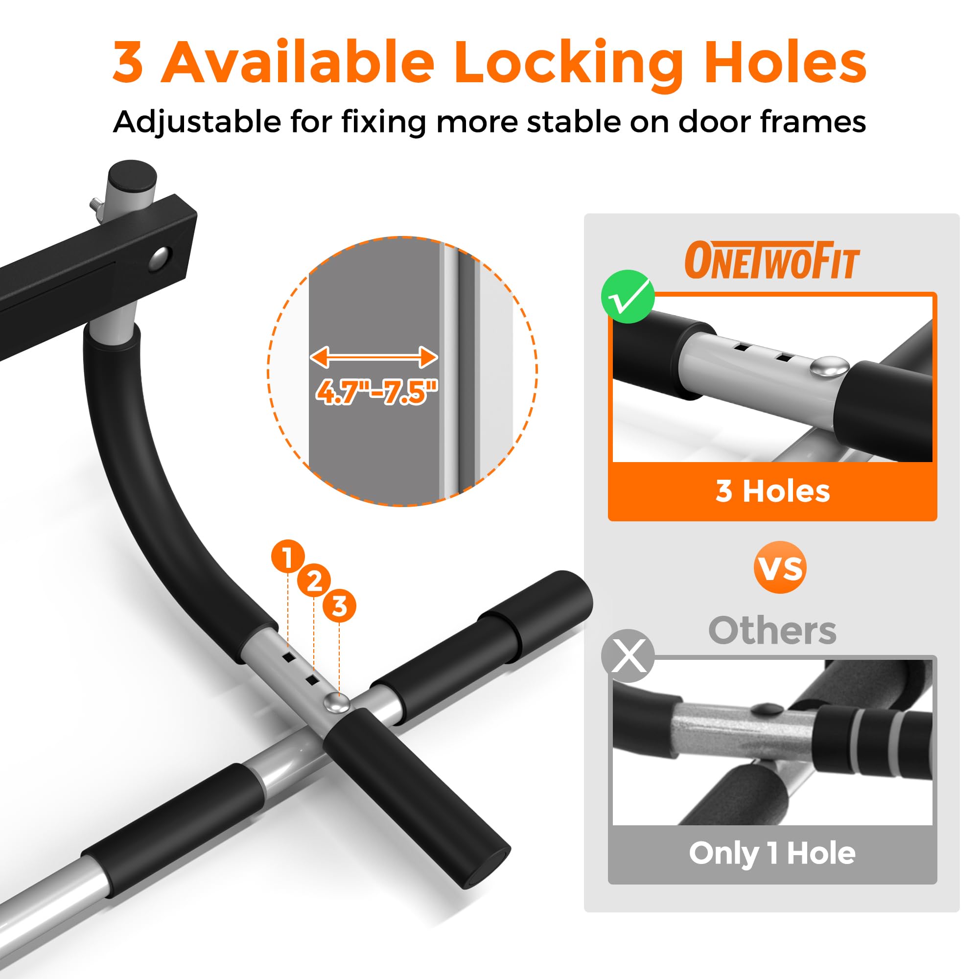 Snapklik.com : ONETWOFIT Pull Up Bar For Doorway, Adjustable Door Frame ...