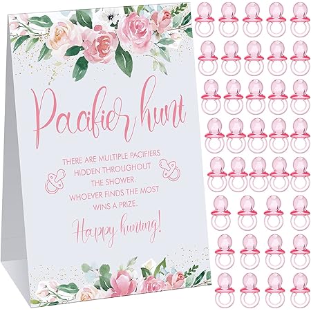 Amazon.com: 51 Pcs Cool Baby Shower Games Include Baby Pacifier Hunt ...