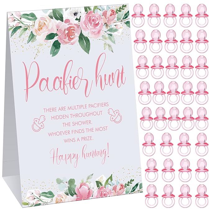 Amazon.com : 201 Pcs Pacifier Hunt Baby Shower Game Including Flower ...
