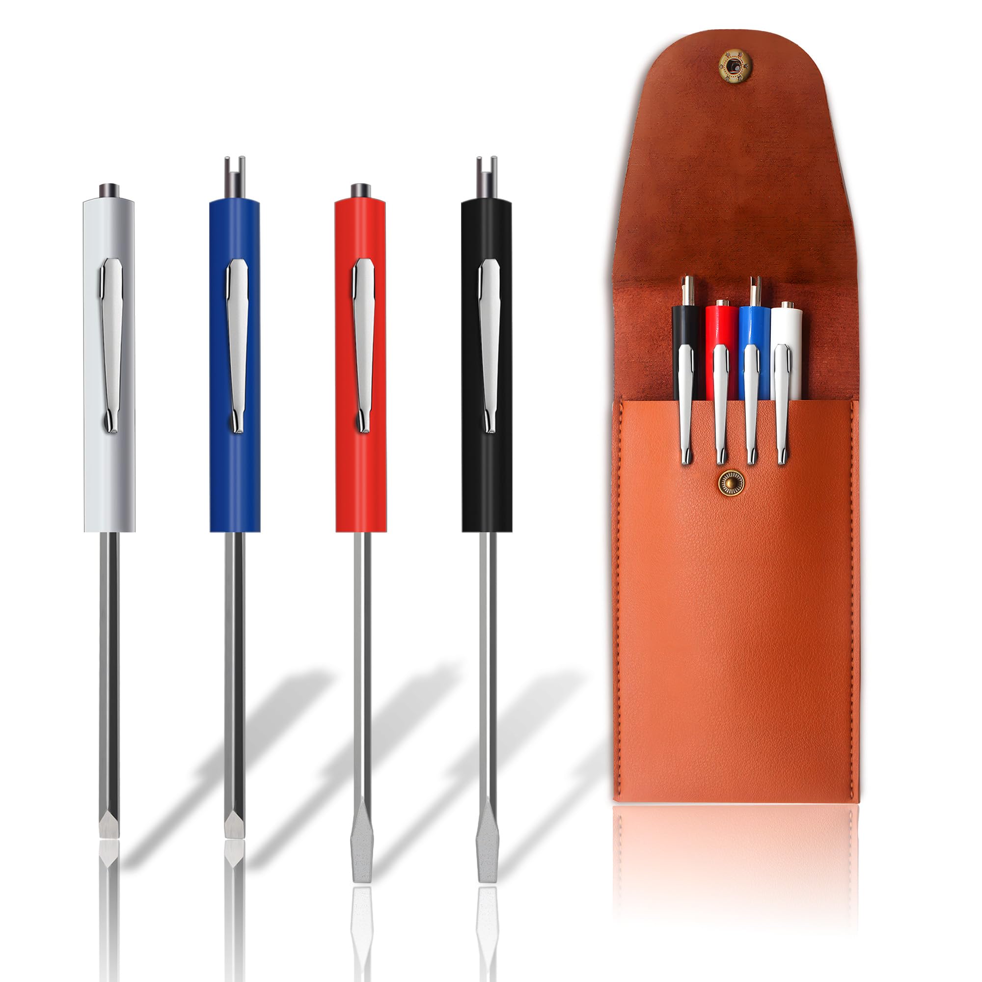 4pcs Pocket Screwdriver Set with 1 Synthetic Leather Case, Removable ...