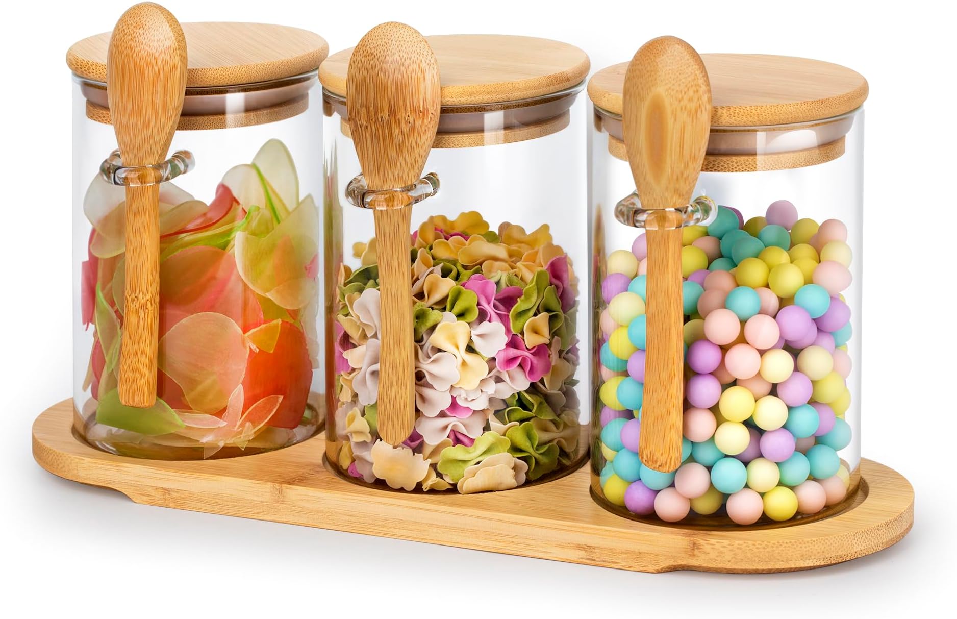 Amazon.com: Fall Decor 3 Pack Glass Storage Jars with Airtight Bamboo ...