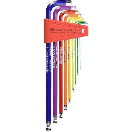 ALLEN HEX L LONG KEY SET WITH SPHERICAL HEAD COLORED MODEL "RAINBOW ...