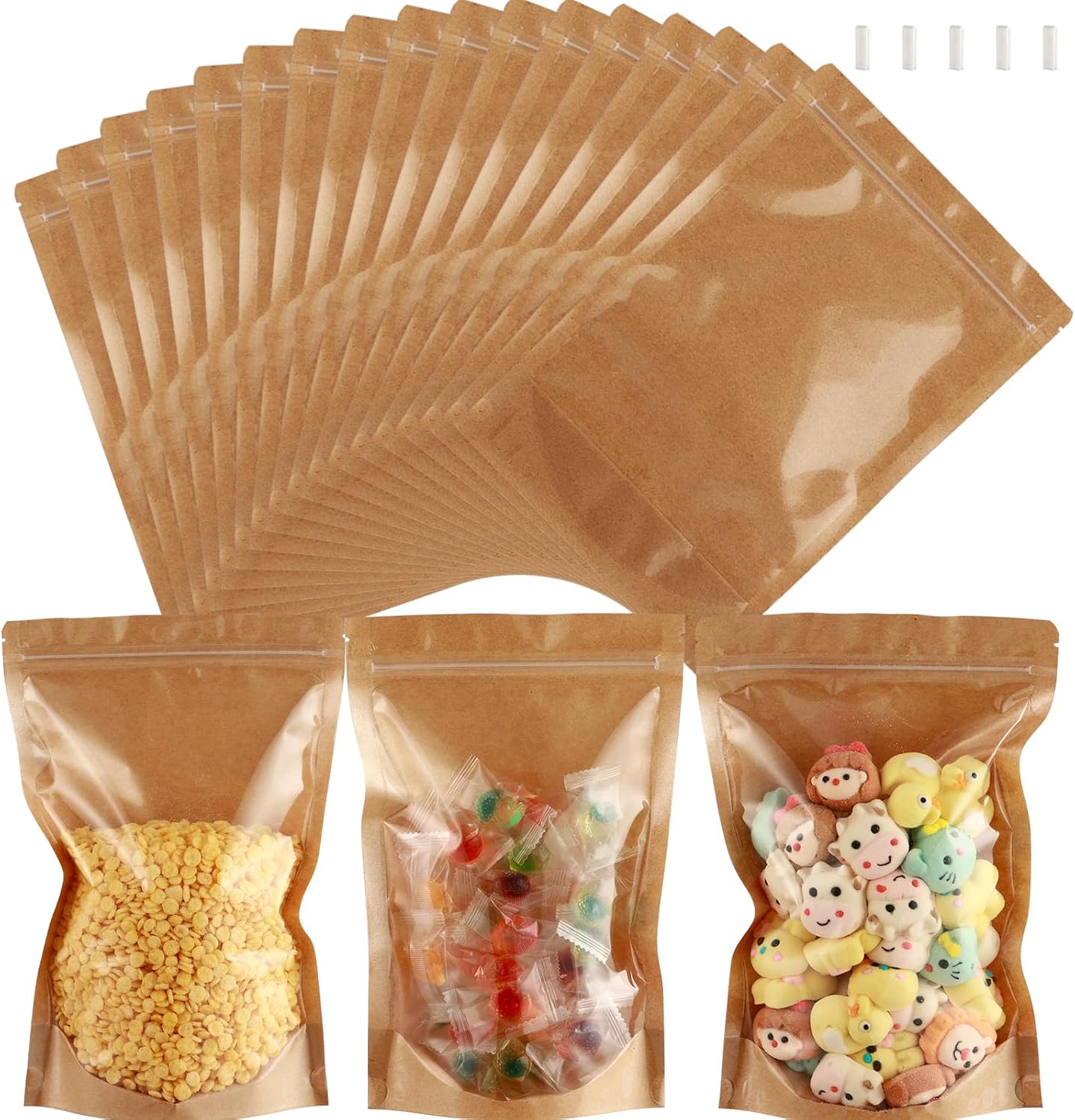 Amazon.com: 150-Pack Kraft Paper Bags with Clear Window 8 x 12 ...