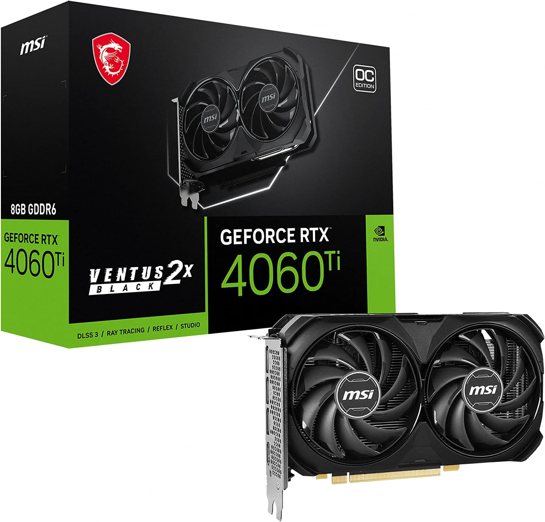 Amazon.com: MSI GeForce RTX 4060 Ventus 2X Black 8G OC Gaming Graphics ...