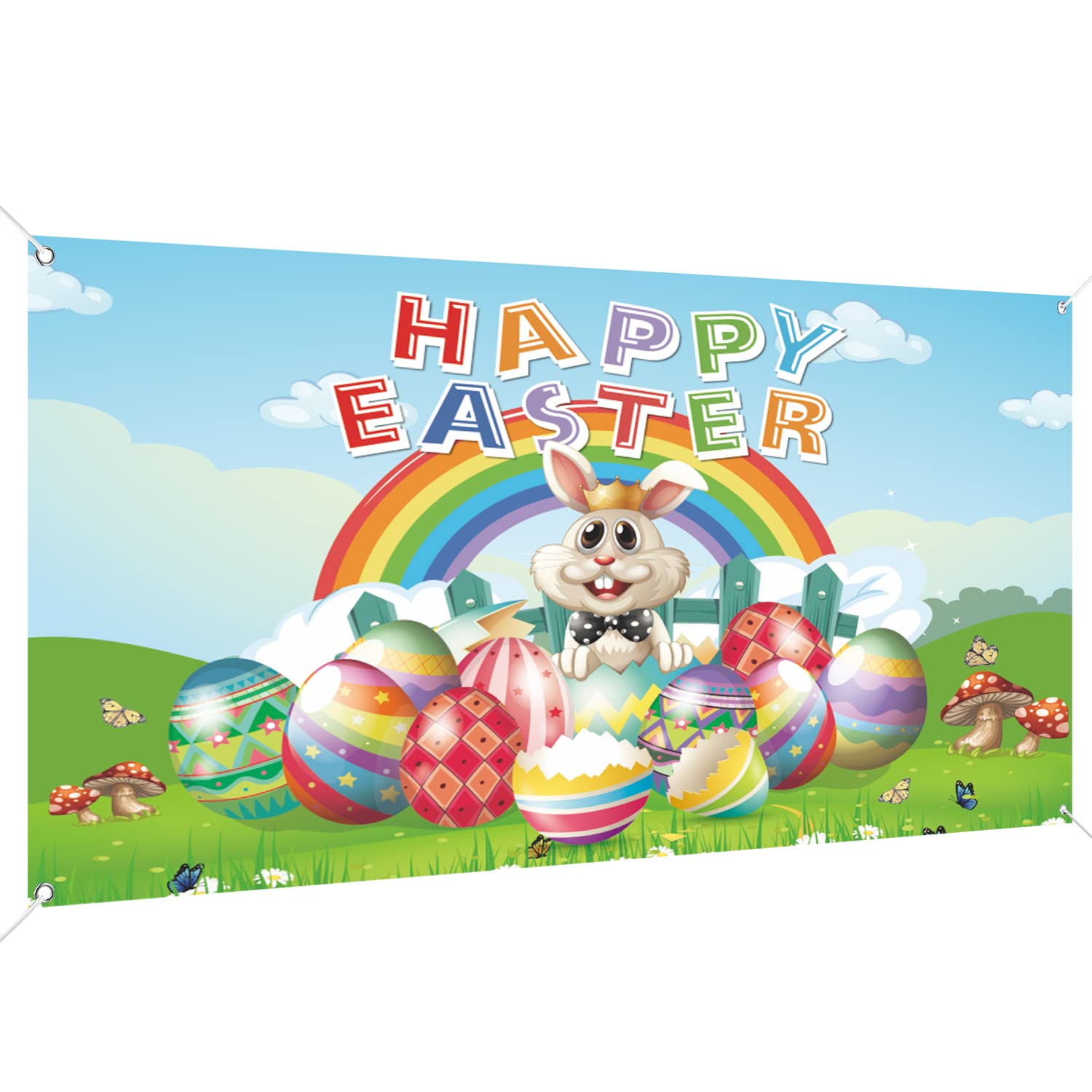 Amazon.com: Happy Easter Day Backdrop Banner 78 x 43 inch Large Size ...