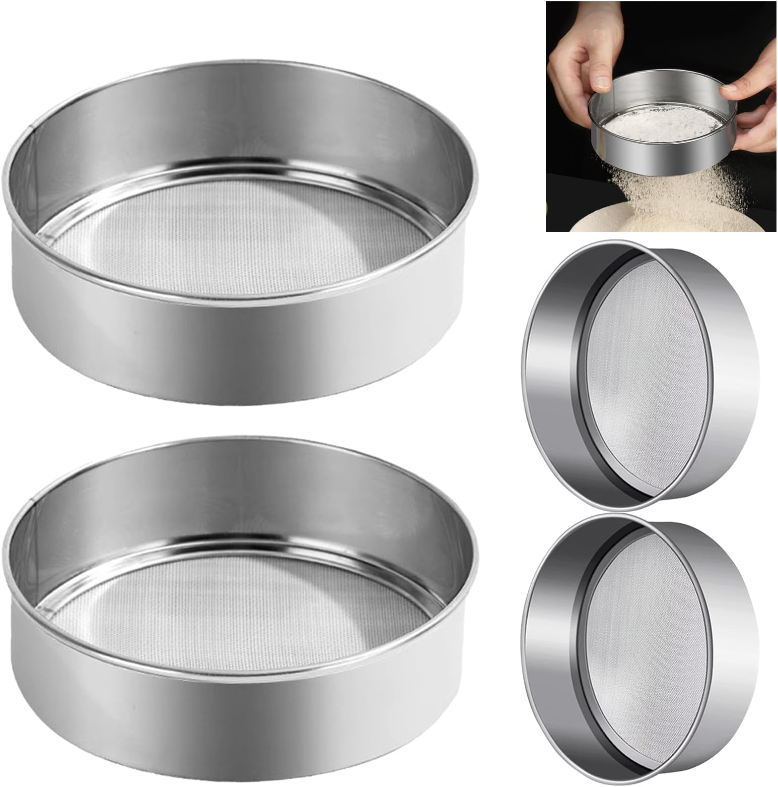 KitchenCraft Fine Mesh Tamis / Drum Sieve, 20.5 cm (8"), Silver ...